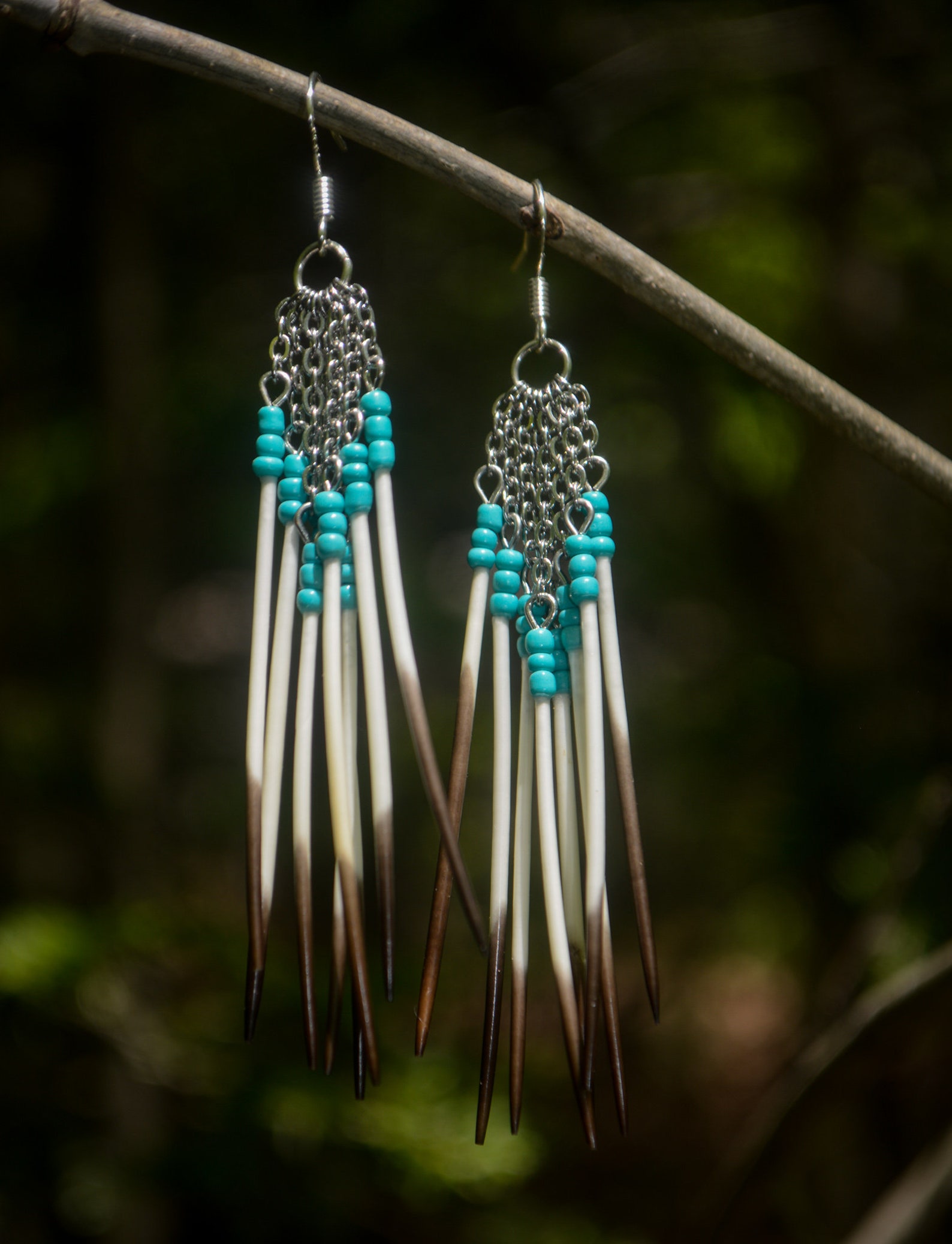 Real North American Porcupine Quill and Seed Bead Dangle - Etsy