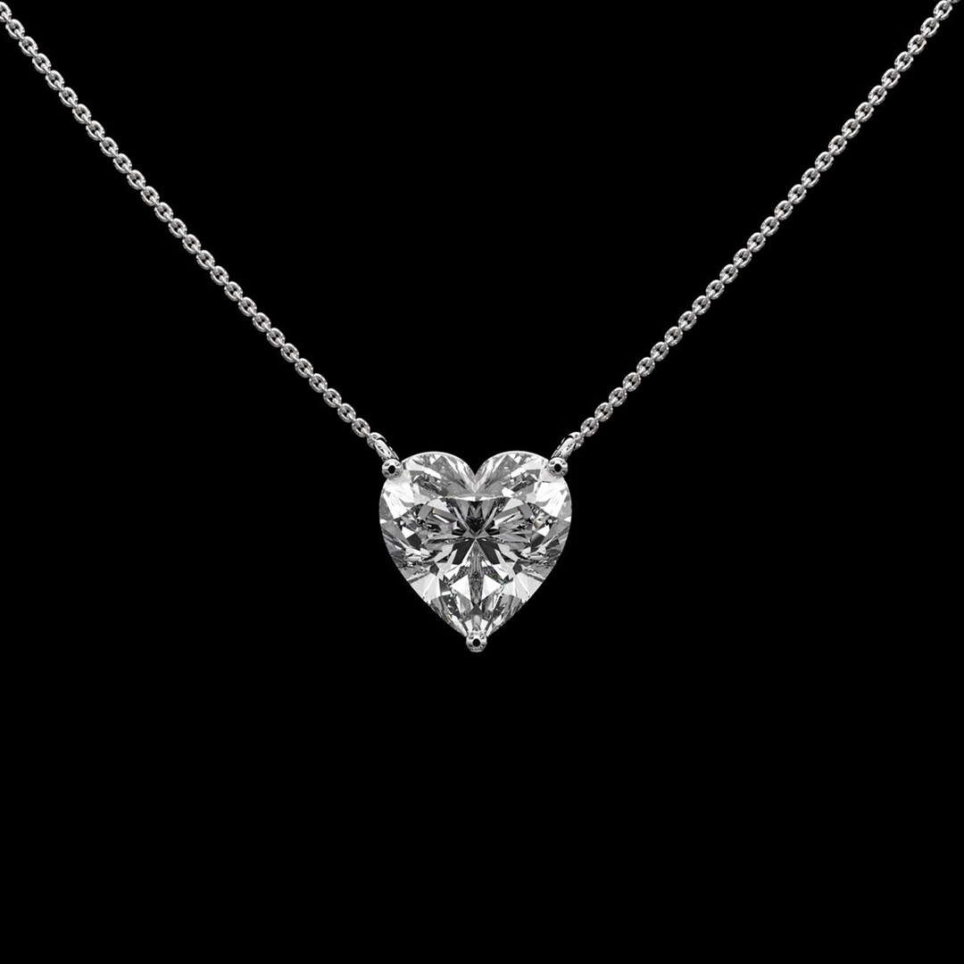 8MM Heart Moissanite Diamond Chain Necklace, Solitaire Diamond Necklace ...