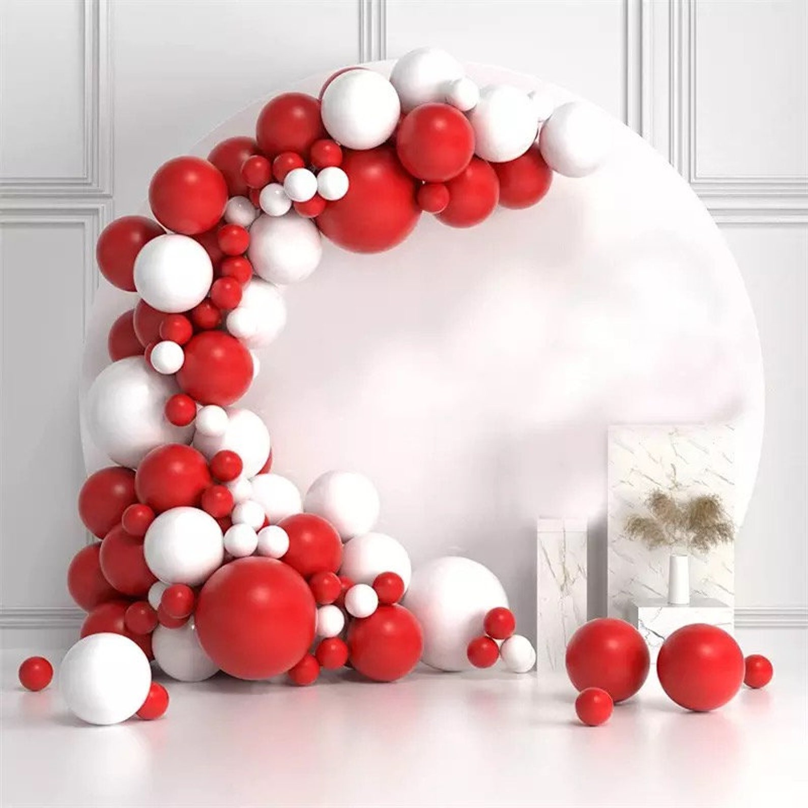 Red and White Balloon Garland, Engagement Balloon Arch Garland ...