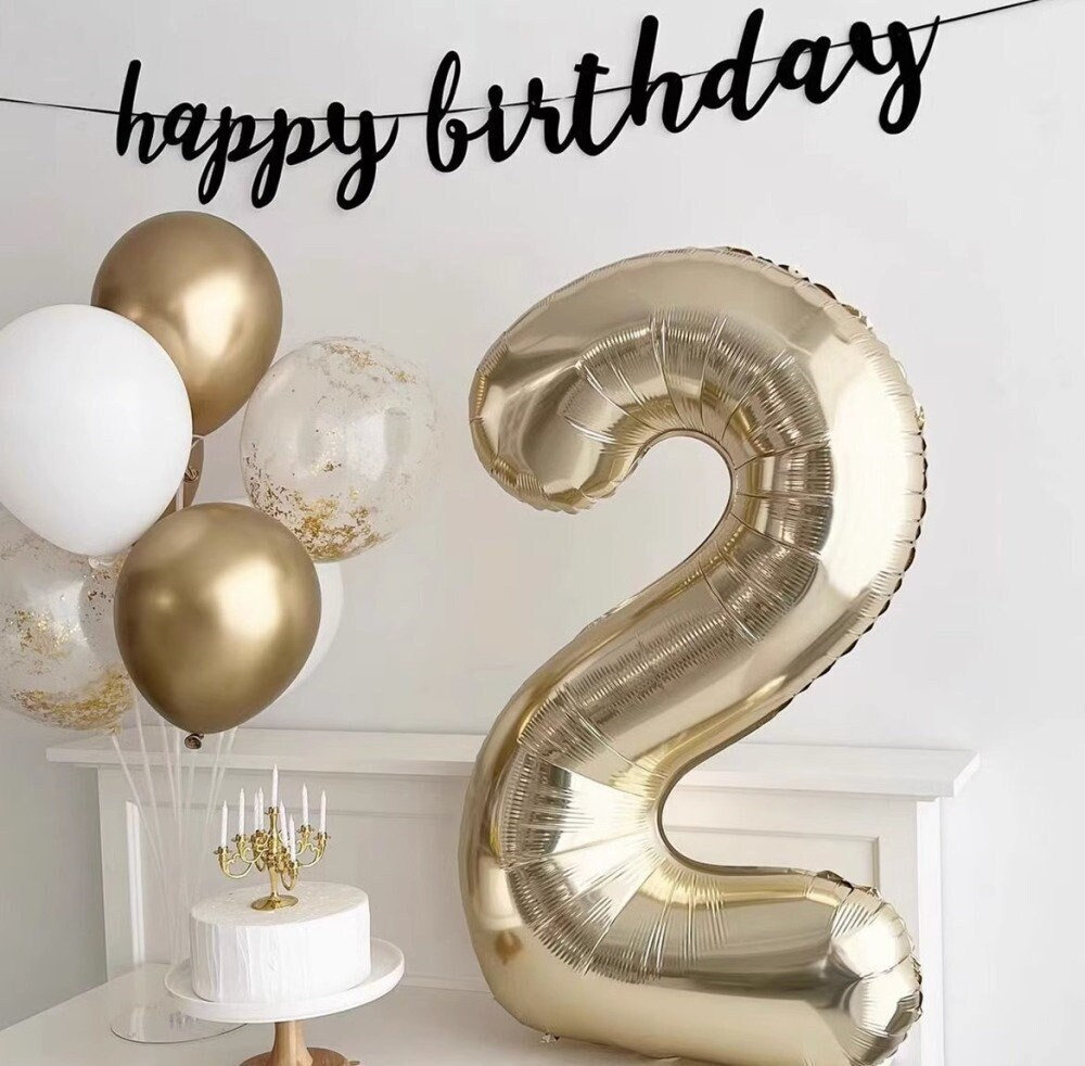 Light Gold Foil Number Balloon, 40inch Foil Balloons, Gold Birthday ...