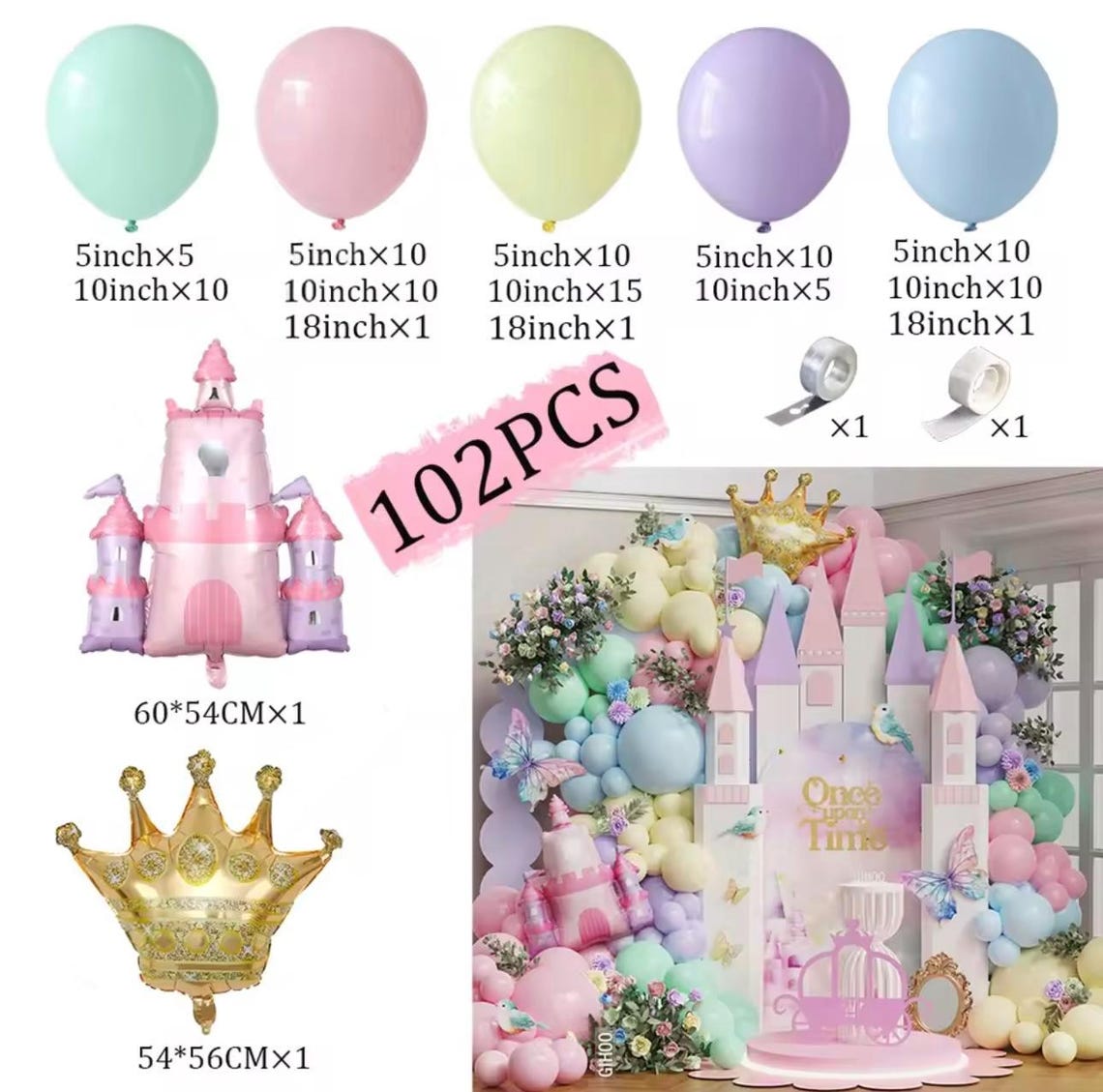 Princess Castle Balloon Garland Kit: Pink & Gold Birthday Party Decor ...