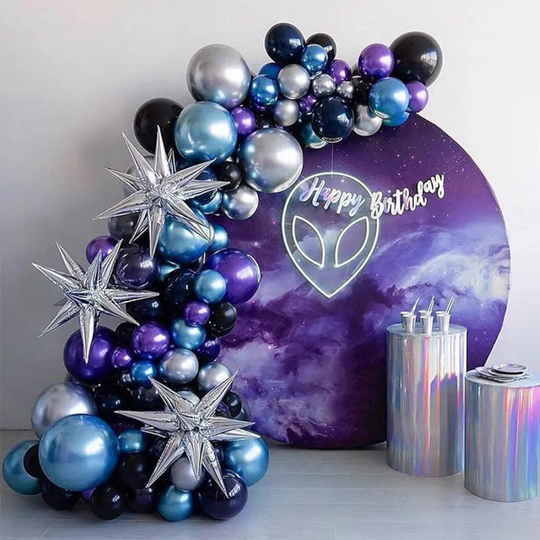 128pcs Alien Space Theme Balloon Garland Kit, Futuristic Birthday ...