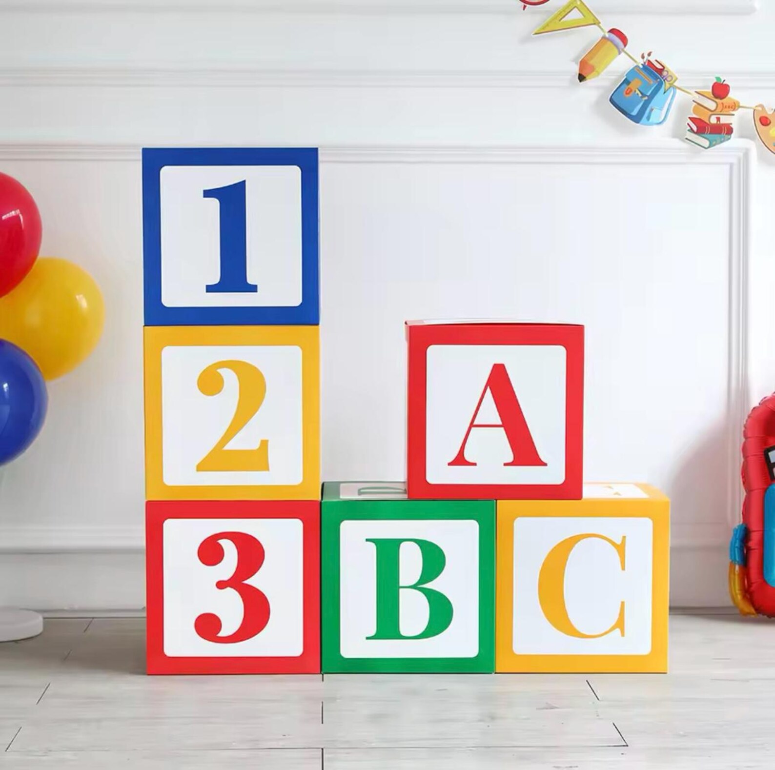 ABC Blocks, 123 Number Boxes, Baby Shower Party Decorations (3pcs) - Etsy