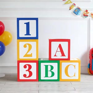 ABC Blocks, 123 Number Boxes, Baby Shower Party Decorations (3pcs) - Etsy