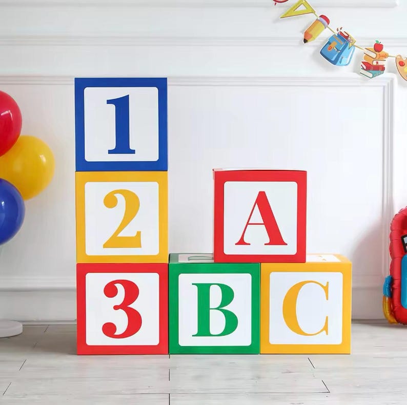 ABC Blocks, 123 Number Boxes, Baby Shower Party Decorations (3pcs) - Etsy