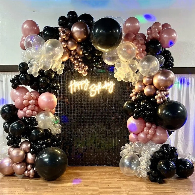 Black and Gold Balloon Arch Kit - Etsy