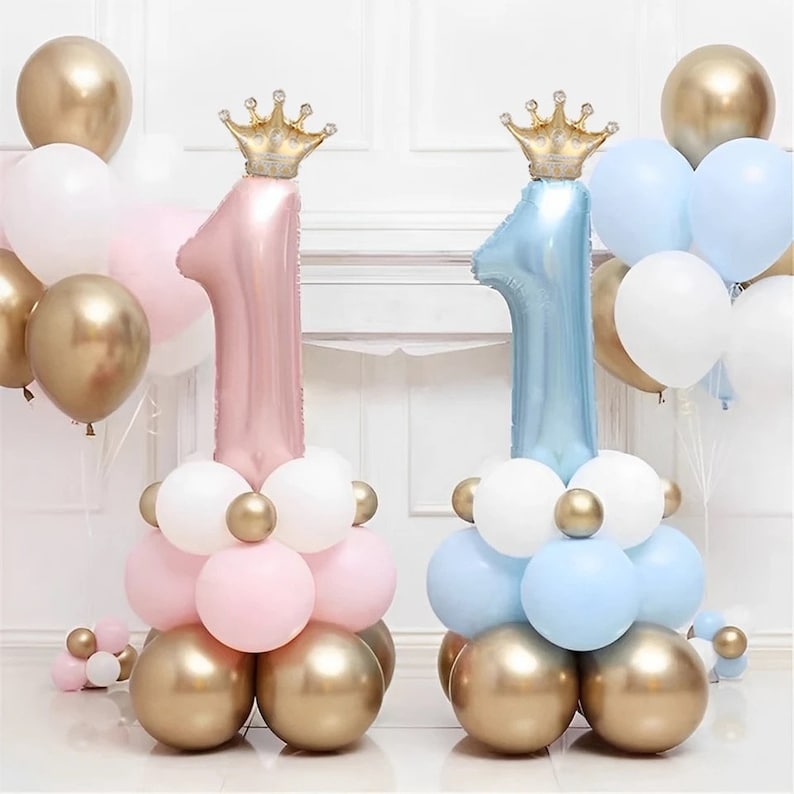 1st Birthday Crown Balloon Stack First Birthday Balloon - Etsy