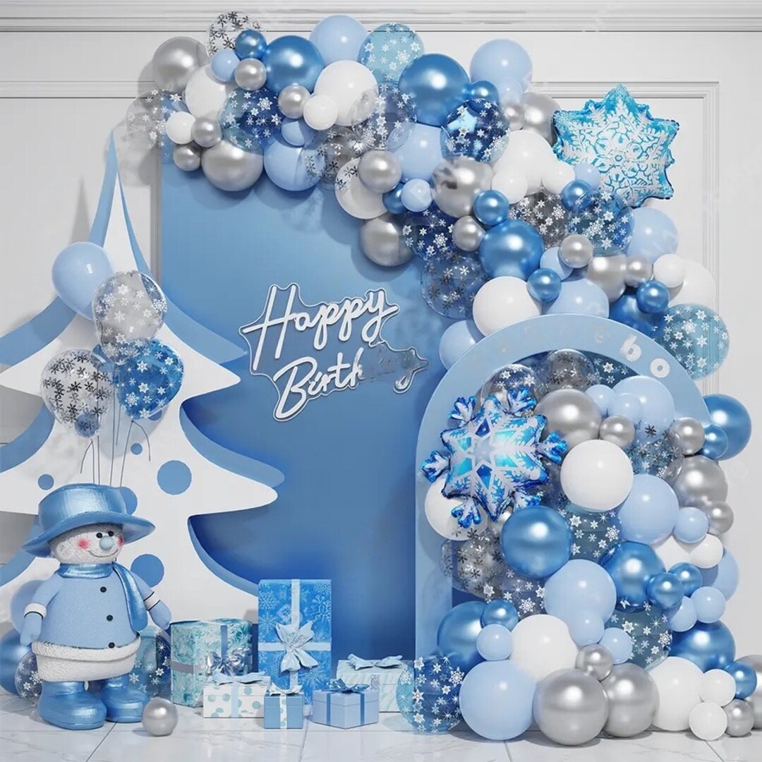 134pcs Christmas Snowflake Balloon Garland Kit, Ice Princess Balloon ...