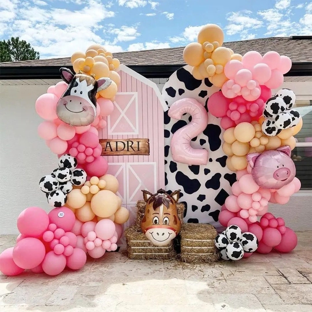 Pink Cow Girl Balloon Garland Kit, Farm Theme Party Decor, First Rodeo ...