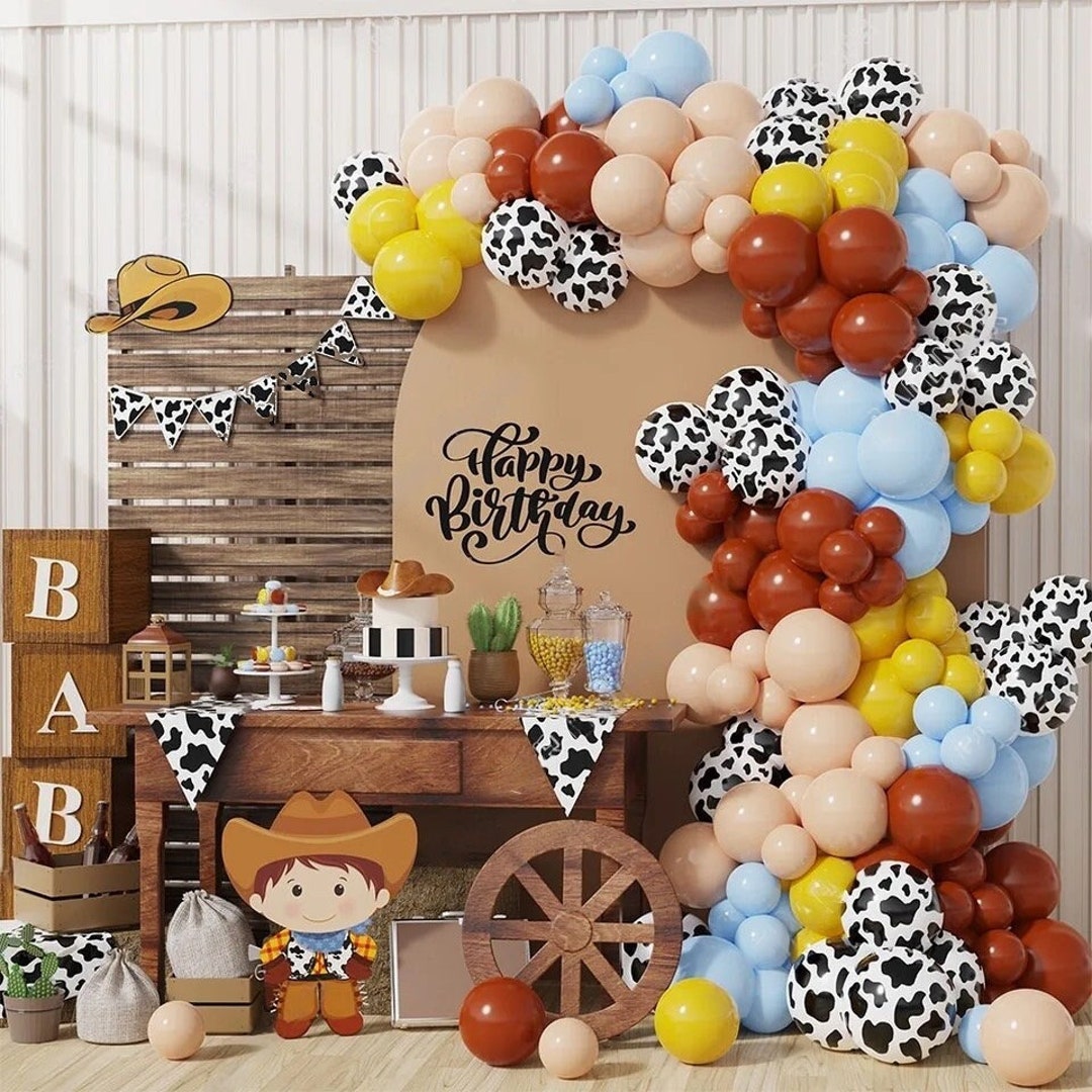 142pcs Cowboy Balloon Garland Kit, First Rodeo Birthday Party, Cowboy ...