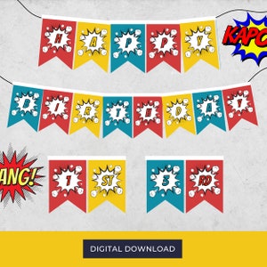 Superhero Happy Birthday Banner, Superhero Birthday Decor, Superhero ...
