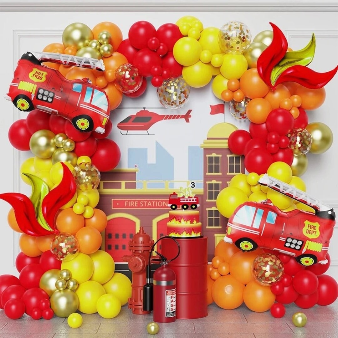 Fireman Balloon Garland Kit, Fireman Themed Balloon Arch, Firefighter ...