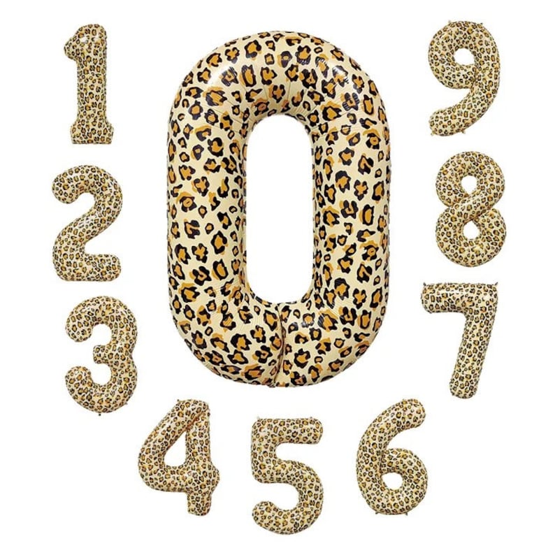 Leopard Print Number Balloon, Jungle Safari Party, 32in - Etsy