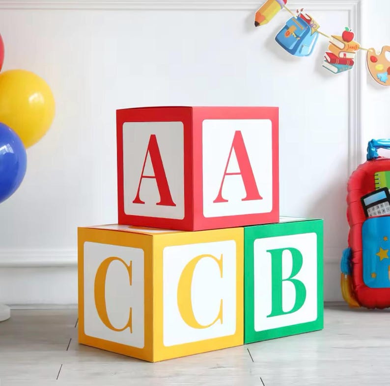 ABC Blocks, 123 Number Boxes, Baby Shower Party Decorations (3pcs) - Etsy