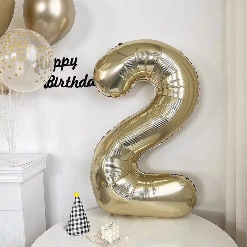 Light Gold Foil Number Balloon, 40inch Foil Balloons, Gold Birthday ...