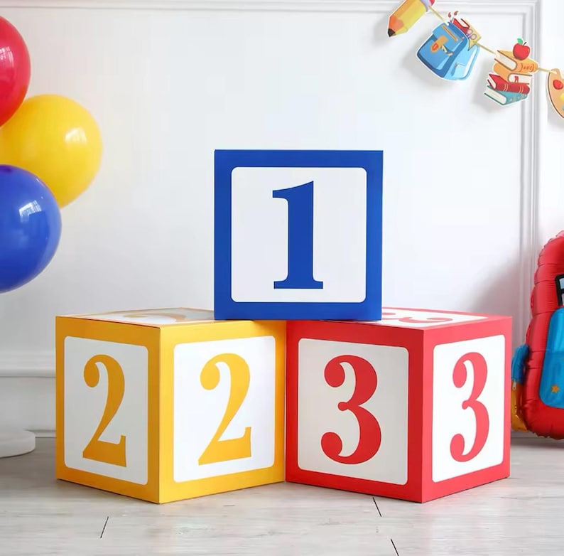 ABC Blocks, 123 Number Boxes, Baby Shower Party Decorations (3pcs) - Etsy