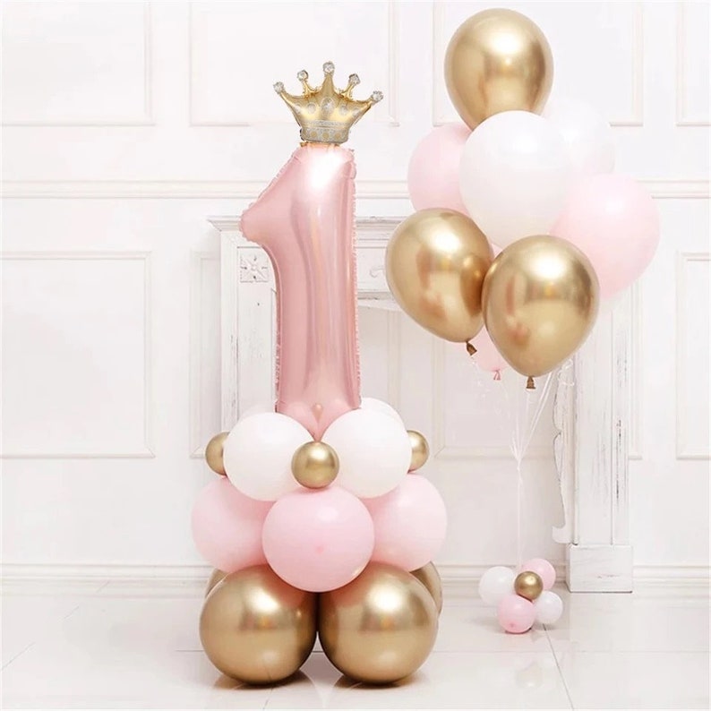 1st Birthday Crown Balloon Stack First Birthday Balloon - Etsy
