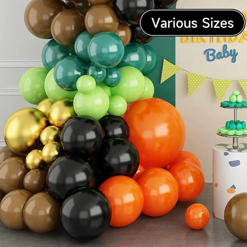 117pcs Dinosaur Theme Balloon Arch Garland Kit, Dinosaur Birthday Balloon Set, Green and Orange ...