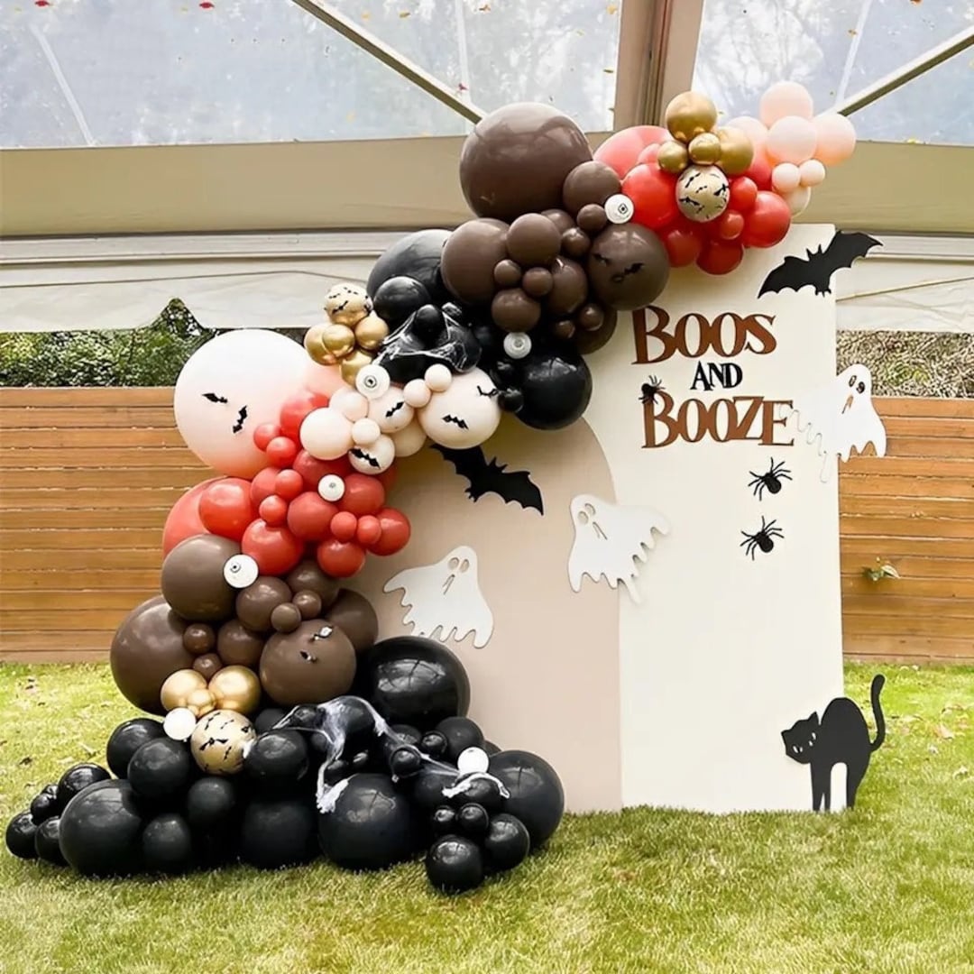 Halloween Decor Balloon Arch, Halloween Balloon Garland, Boos and Booze ...