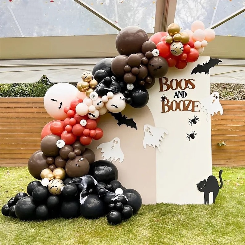Halloween Balloon Garland Kit: Bat Decor, Boos and Booze Party - Etsy