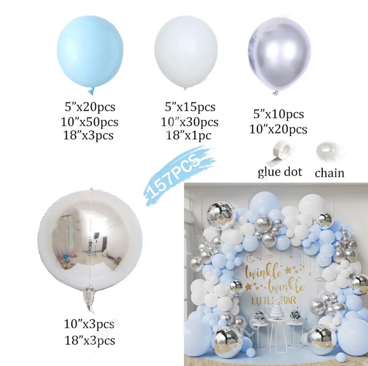 Blue & White Balloon Garland Kit: Baby Shower, Christening, Birthday - Etsy