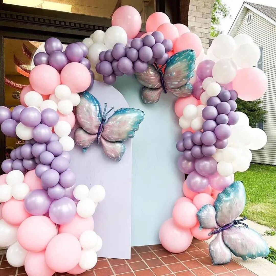 Butterfly Balloon Arch Garland Kit: Pink & Purple Party Decor (160pcs ...