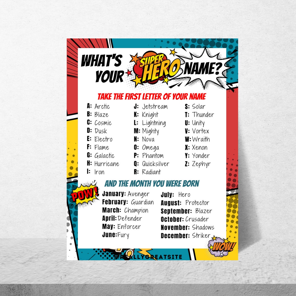 Superhero Name Game Sign: Birthday Party Activity (digital Download) - Etsy