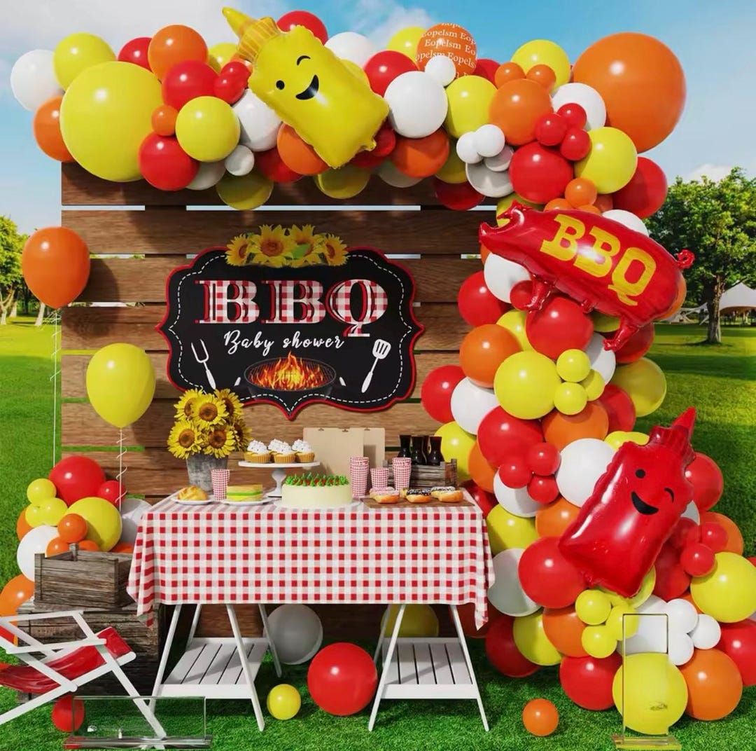 127pcs BBQ Theme Balloon Garland, Cookout Balloon Decor, BBQ Party ...