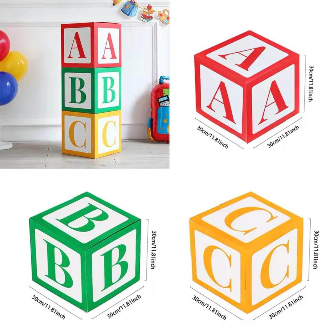 ABC Blocks, 123 Number Boxes, Baby Shower Party Decorations (3pcs) - Etsy
