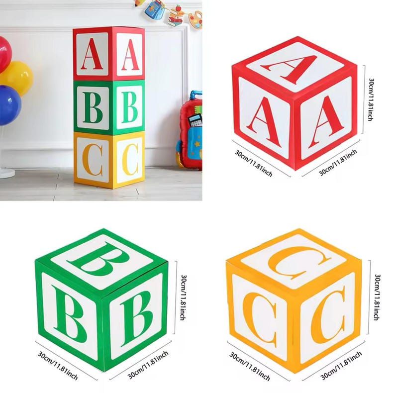 ABC Blocks, 123 Number Boxes, Baby Shower Party Decorations (3pcs) - Etsy