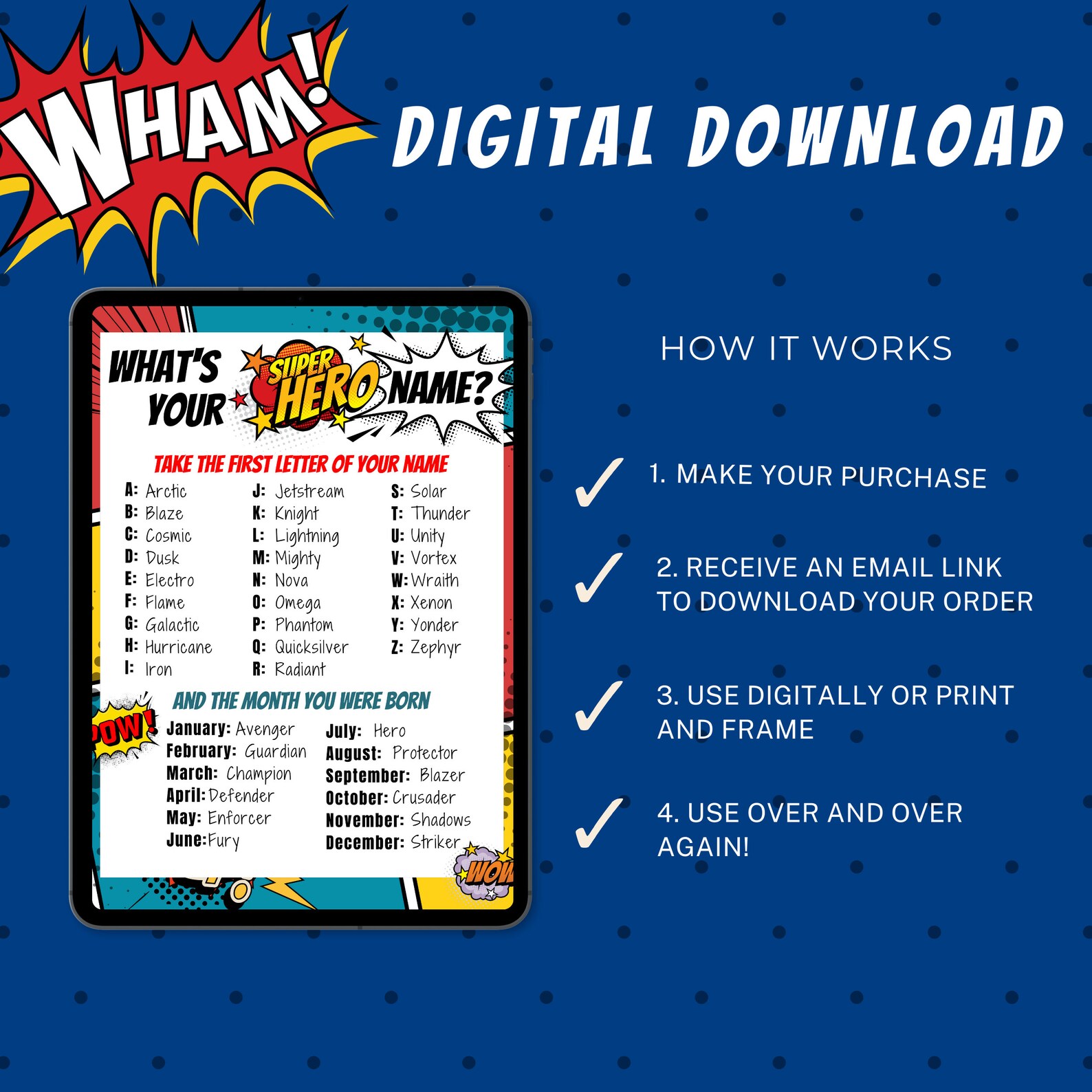 Superhero Name Game Sign: Birthday Party Activity (digital Download) - Etsy