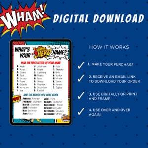 Superhero Name Game Sign: Birthday Party Activity (digital Download) - Etsy