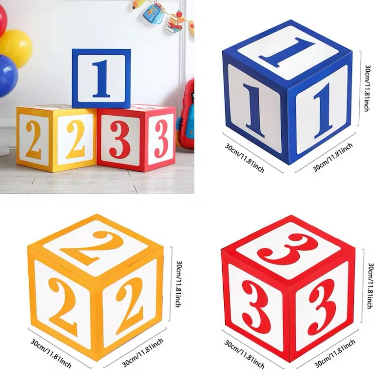 ABC Blocks, 123 Number Boxes, Baby Shower Party Decorations (3pcs) - Etsy