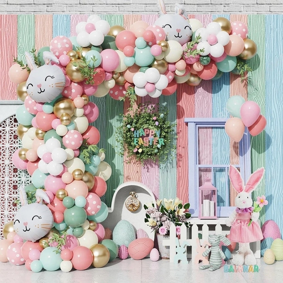 182pcs Easter Bunny Balloon Arch Garland, Pastel Spring Balloon Arch ...