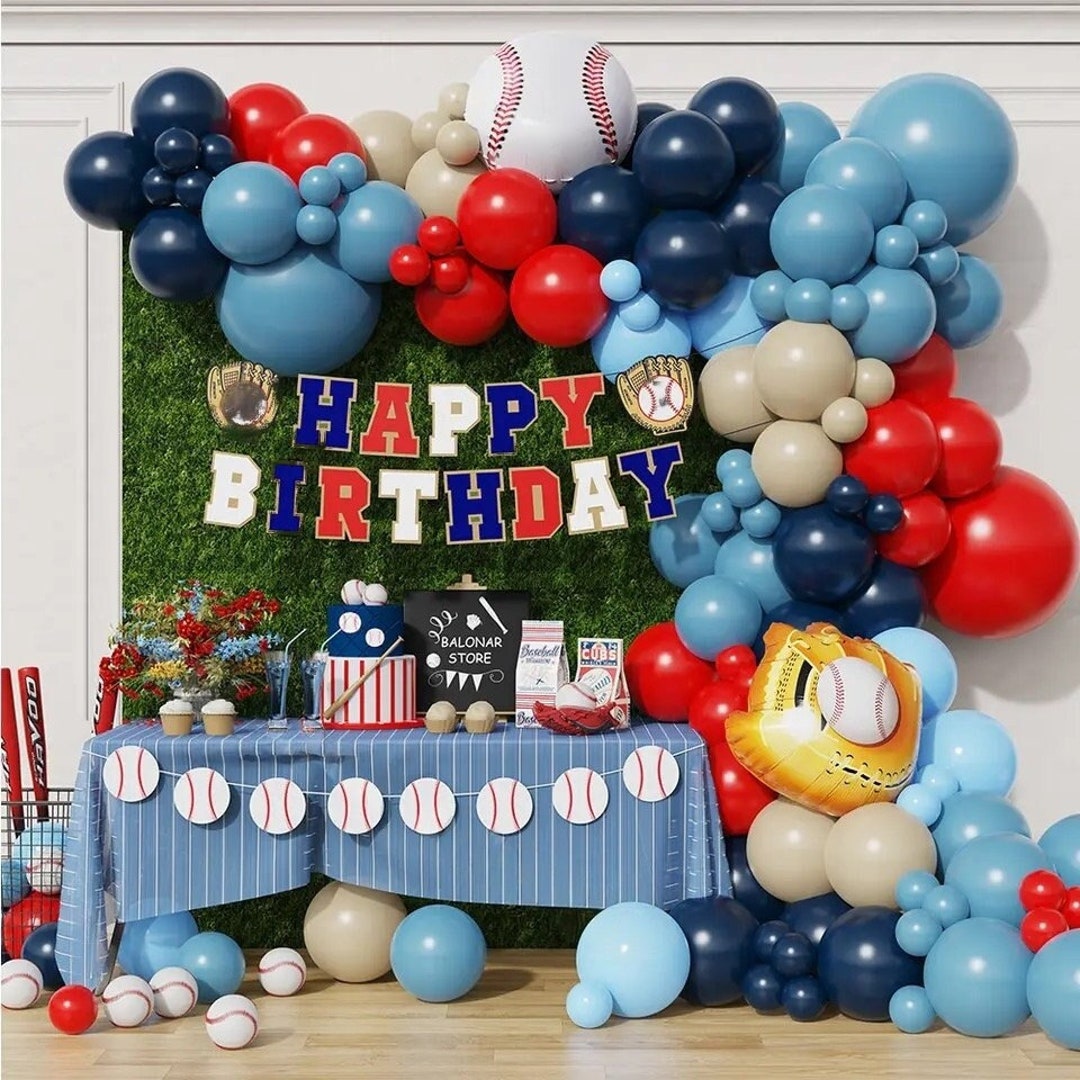 117pcs Baseball Balloon Arch Garland, Sports Theme Balloon Kit ...