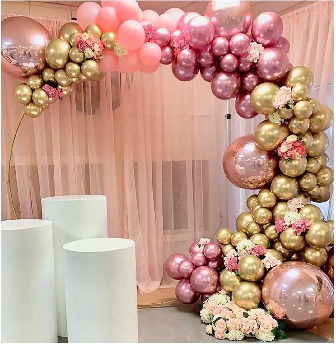 134pcs Rose Gold Balloon Arch Garland, Balloon DIY Kit, Pink and Gold ...