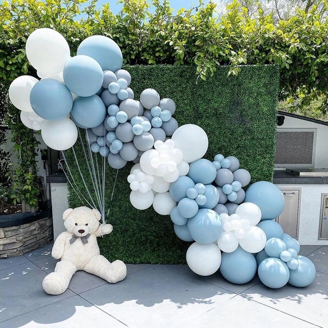 Blue, White & Grey Balloon Garland DIY Kit, Baby Shower Decor - Etsy
