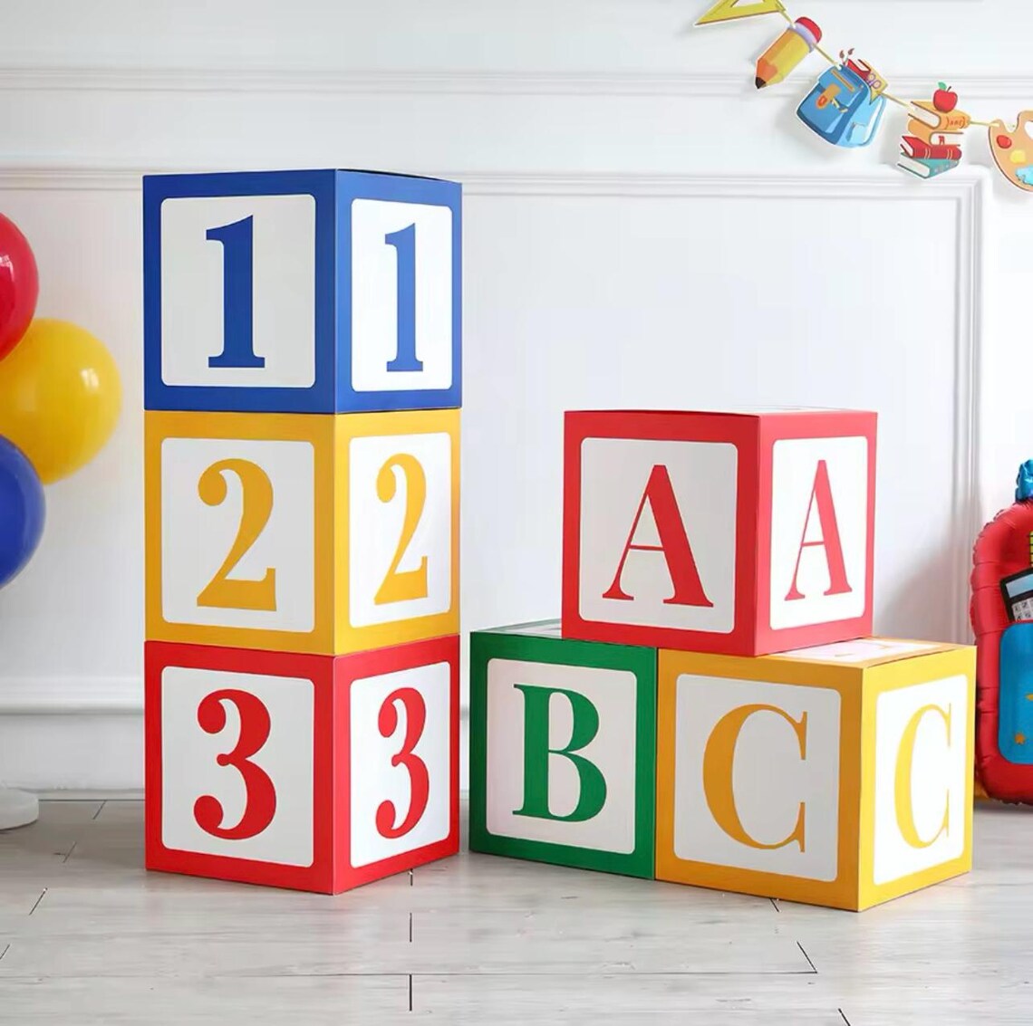 ABC Blocks, 123 Number Boxes, Baby Shower Party Decorations (3pcs) - Etsy