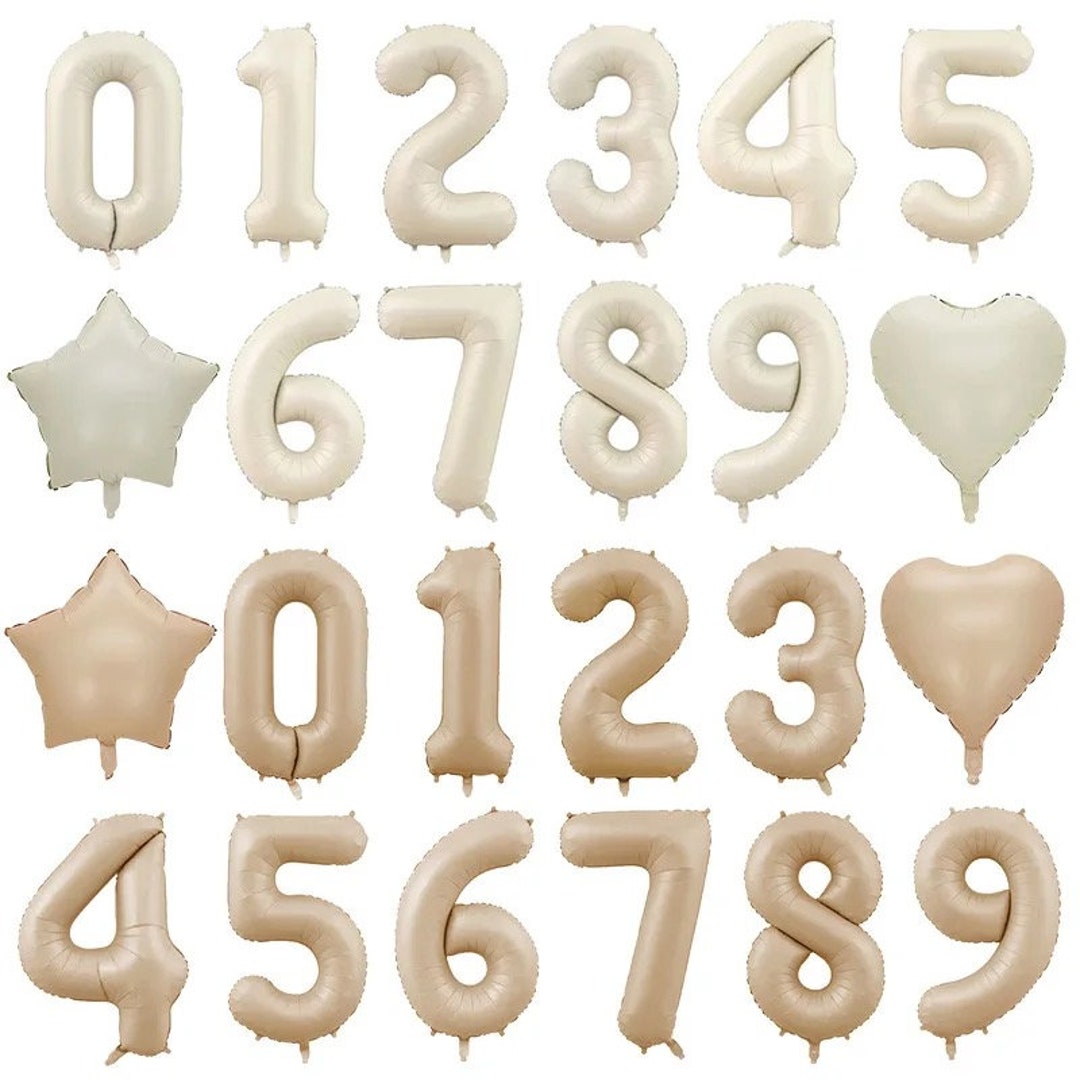 Cream Large Number Balloons, Helium Number Balloons, Foil Balloons 0-9 ...