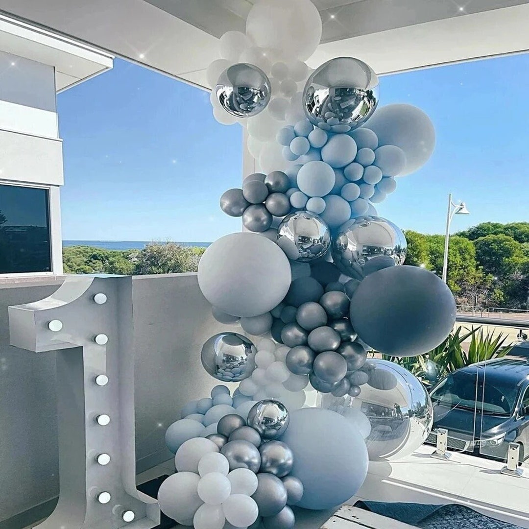 Blue and White Balloon Arch Garland, Baby Blue Birthday Decorations ...