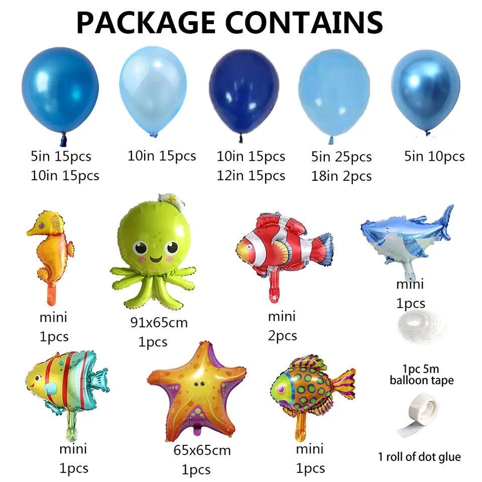 Sea Animal Balloon Garland Kit, Ocean Birthday Party Decor - Etsy