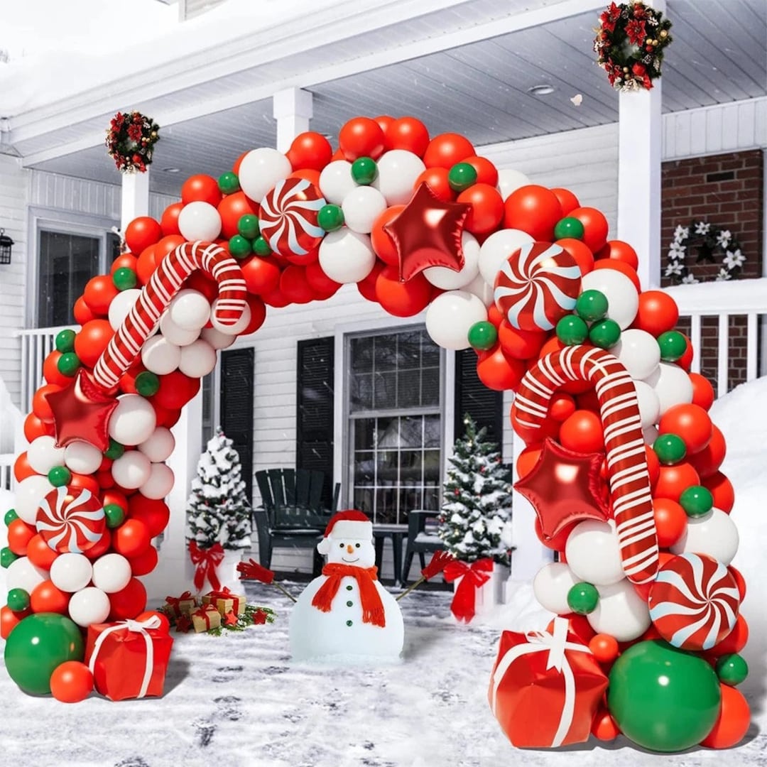 145pcs Christmas Candy Cane Balloon Garland Kit, Red and White ...