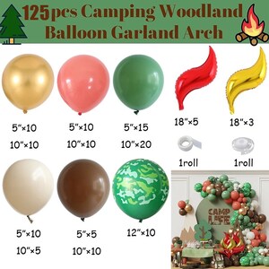 125pcs Camping Adventure Balloon Garland Kit, Happy Camper Woodland ...