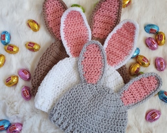 Digital PDF Crochet Pattern: Cute Bunny Hat, Baby Hat With Rabbit Ears, Easter Bunny Hat With ...