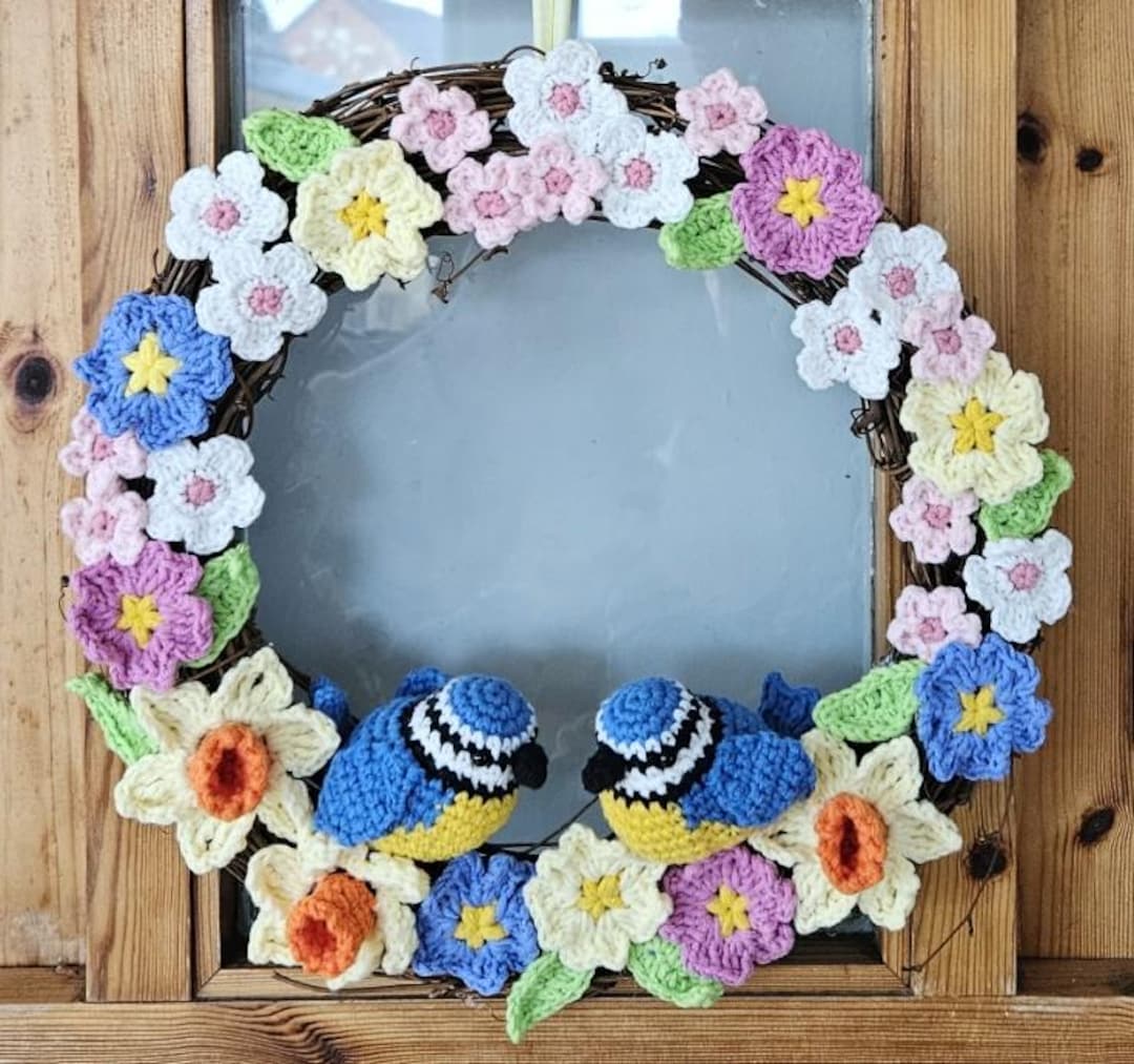 Spring Flower Wreath Crochet Pattern | Spring Crochet Wreath Pattern ...
