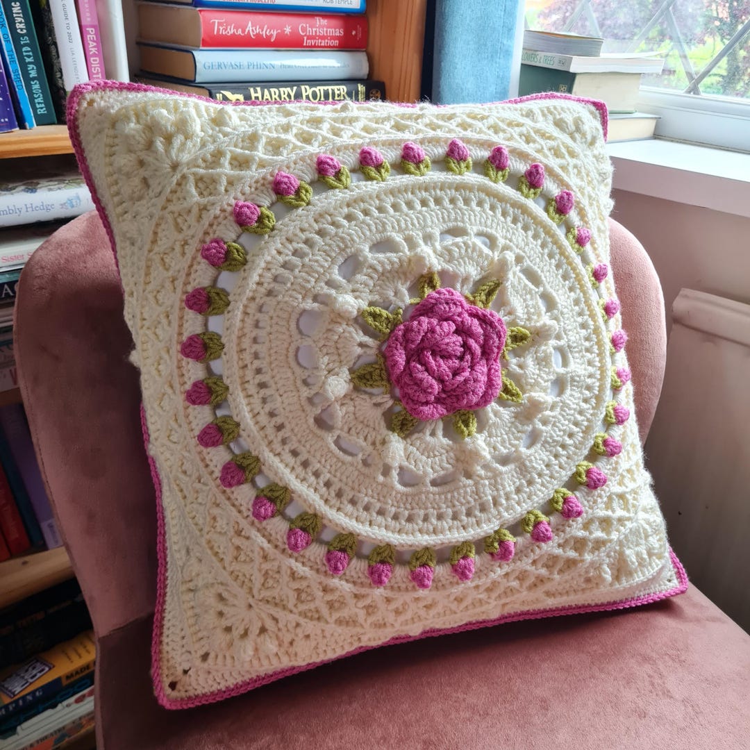 Vintage Inspired Crochet Rose Cushion Cover Pattern | Vintage Inspired ...