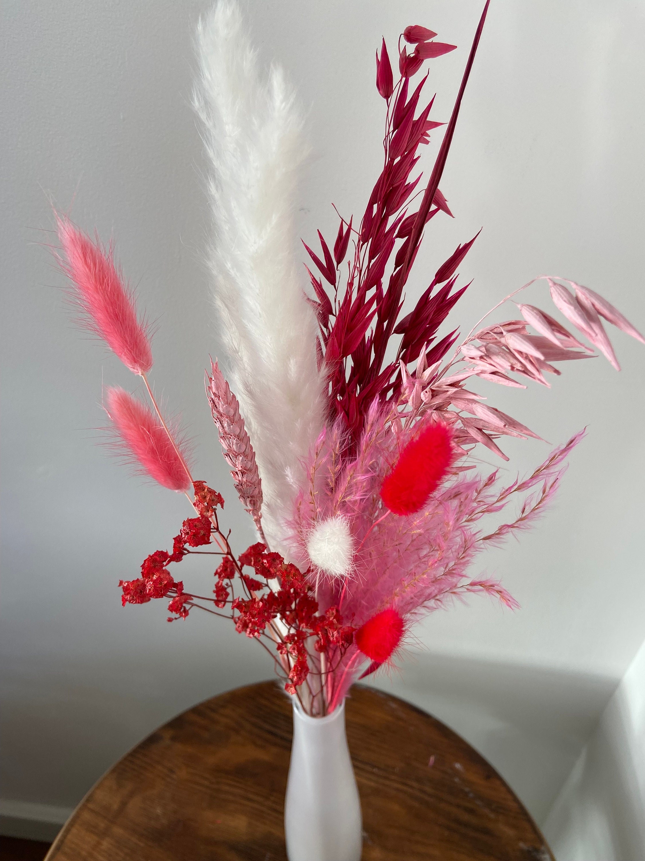 RUBY| Berry Red, Pink and White , Dried Flowers Bouquet. Pastel Light ...