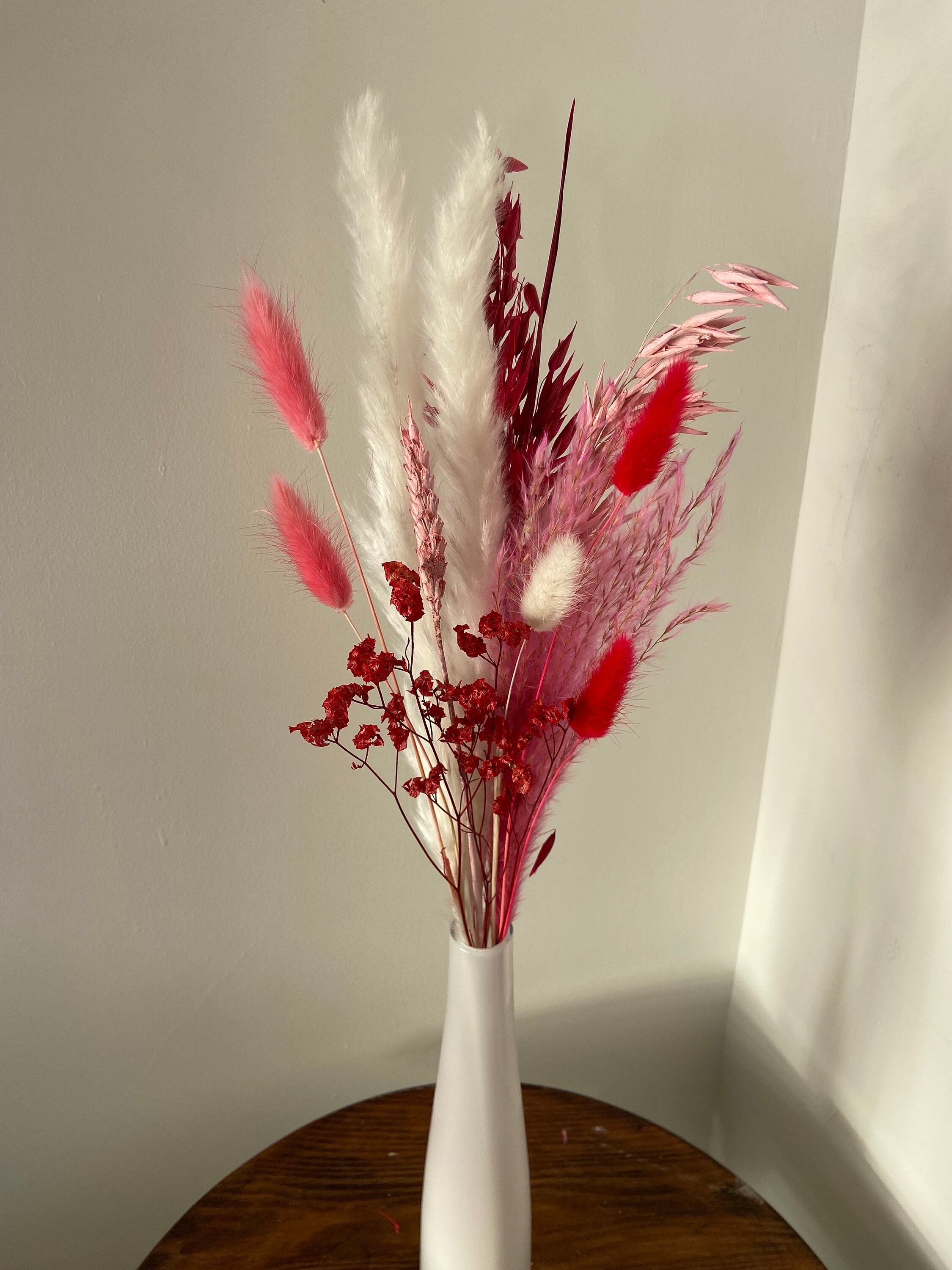 RUBY| Berry Red, Pink and White , Dried Flowers Bouquet. Pastel Light ...