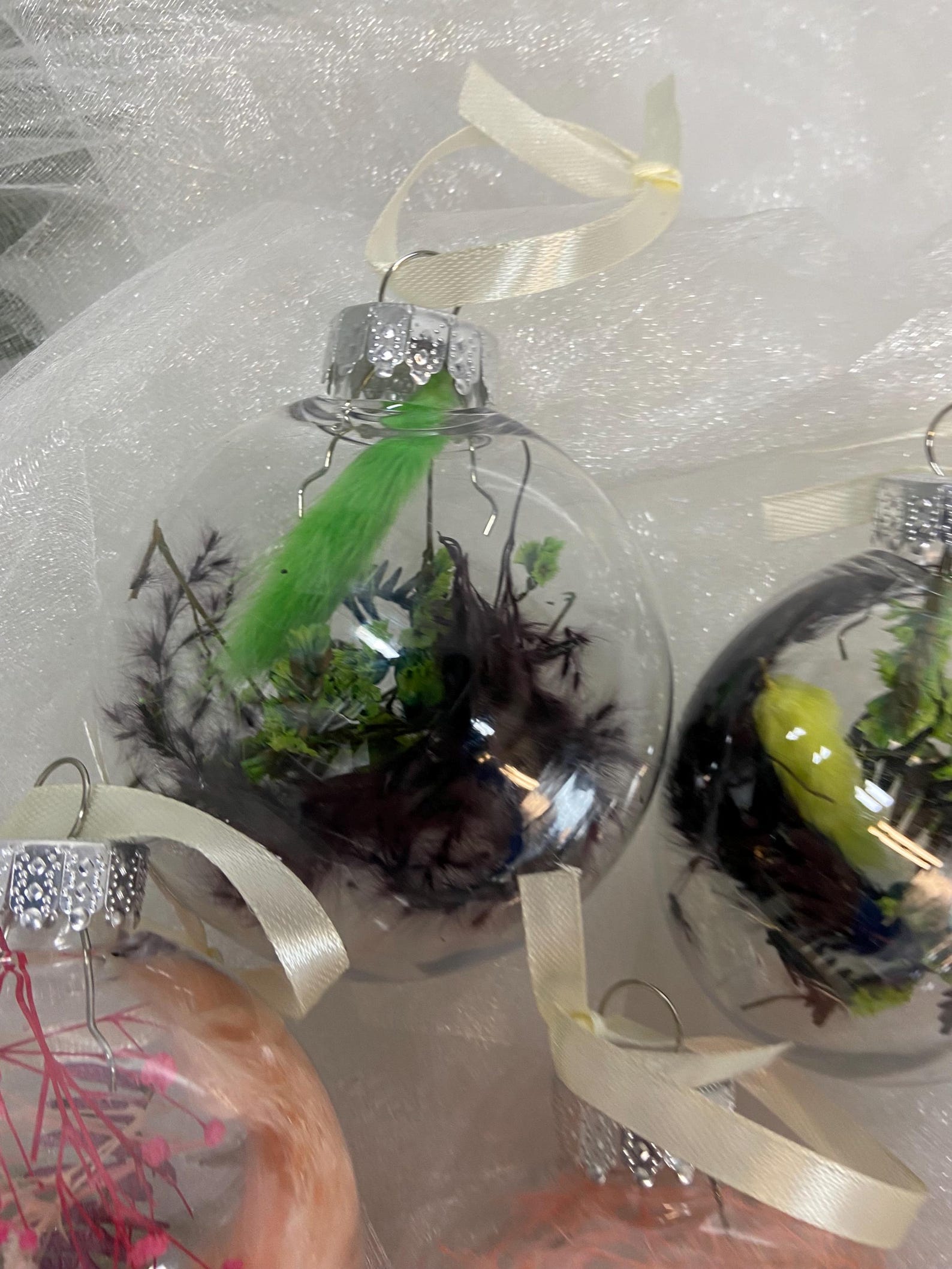6 BAUBLES| Wicked for Good Themed Dried Flower Baubles With Satin ...