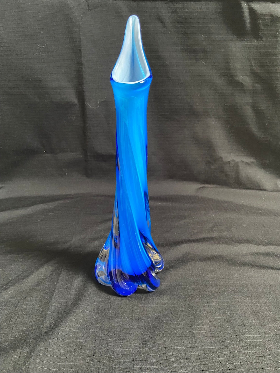 Vintage Depose Genie Bottle Glass Italian Blown Long Vase Bright Cobalt ...